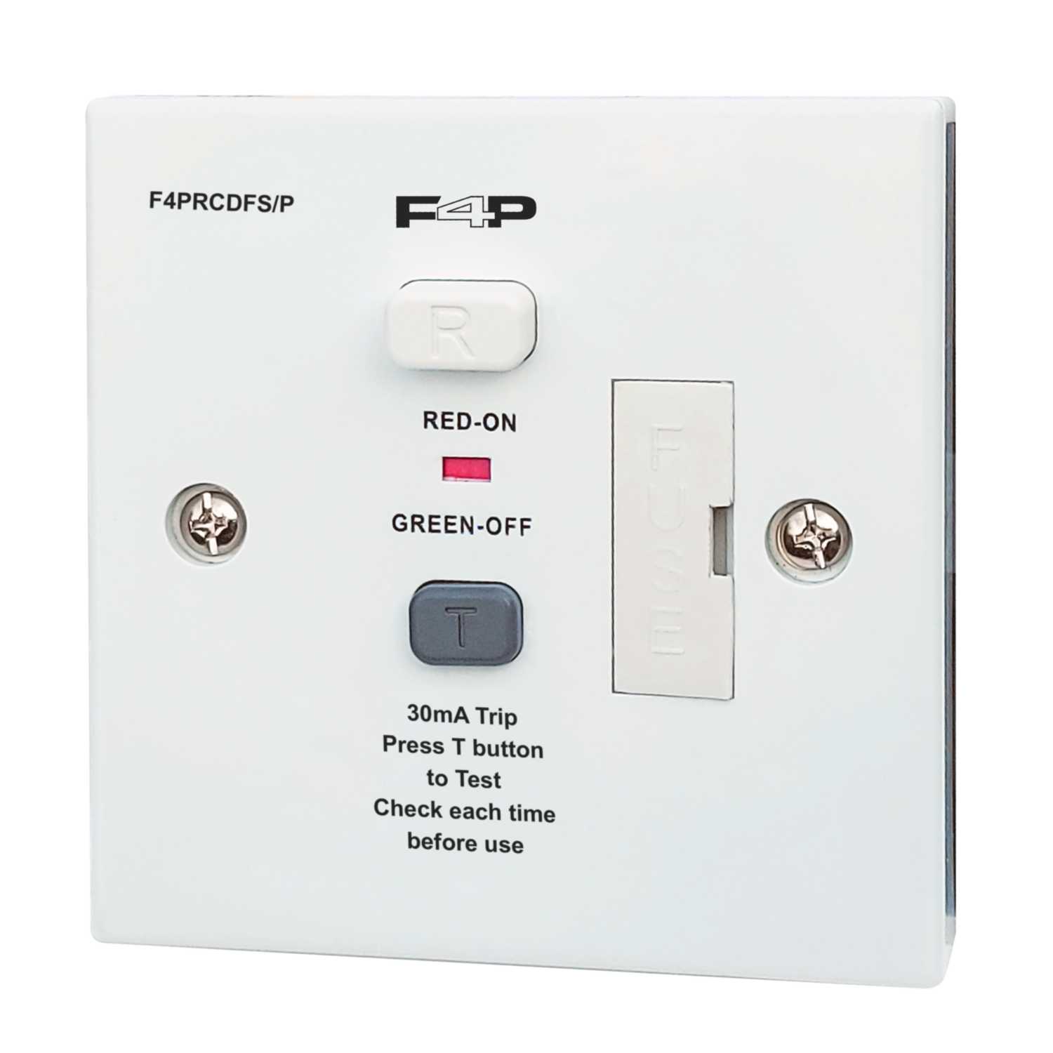F4P 13A Type A RCD Fused Spur White (F4PRCDFS/P) | CEF