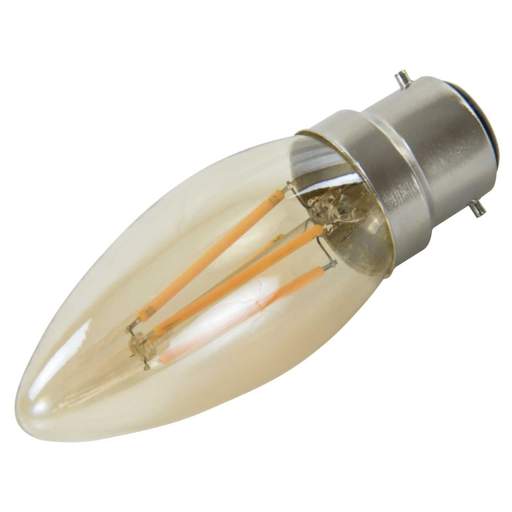 Fusion 4W BC LED Dimmable Filament Vintage Candle Lamp Amber 2200K ...