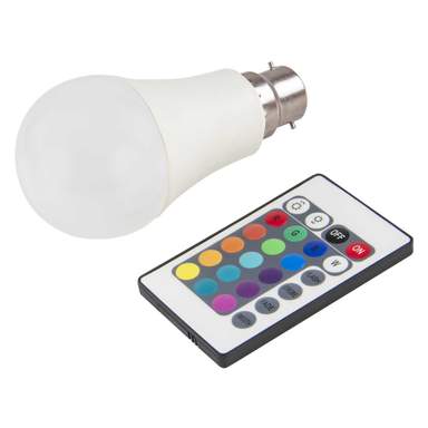 Fusion 10W BC LED RGB+W Colour Changing GLS Lamp with Remote (FGLSBC/CC ...