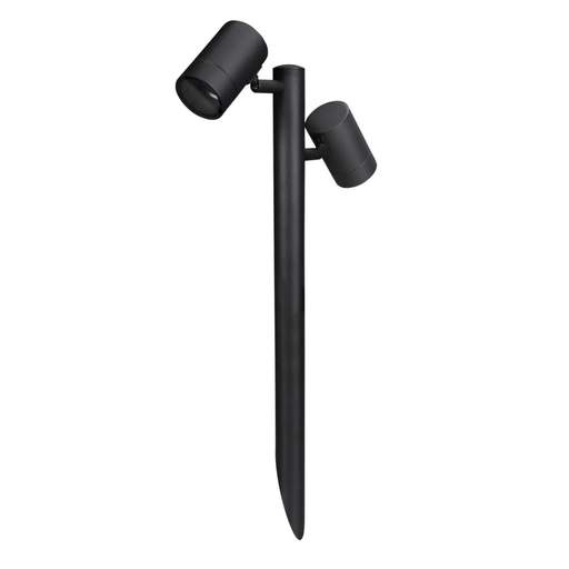 Fusion GU10 Raised Twin Head Ground Spike Light Black (FGSRBT) | CEF