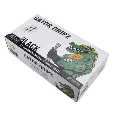 Tough Glove Large Gator Gripz Nitrile Gloves Black (Pack of 50 ...