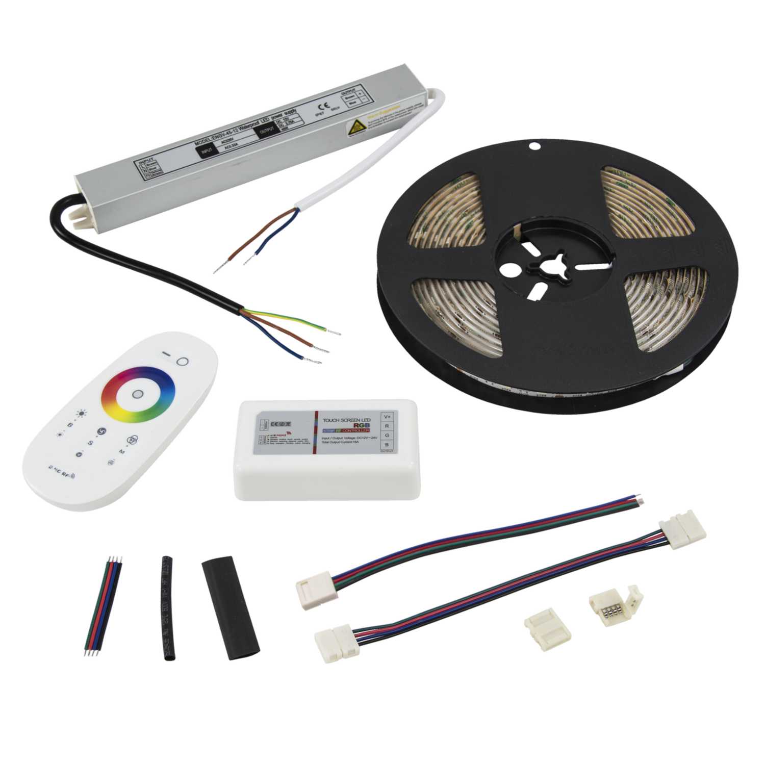 Fusion 5m x 12mm Flexible Self Adhesive Colour Change RGB LED Strip Kit ...