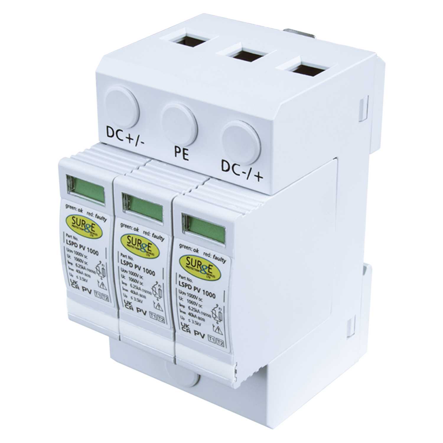 MCG 3 Module 1000V DC Type 2 T1 and 2 Lightning/Surge Device for PV ...