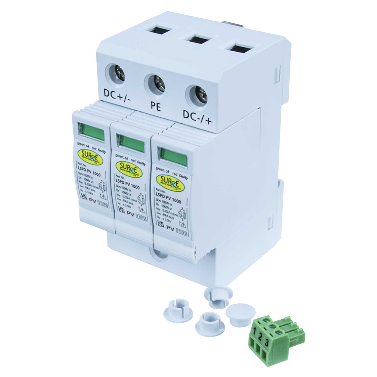 MCG 3 Module 1000V DC Type 2 T1 and 2 Lightning/Surge Device for PV ...