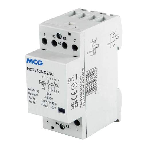 MCG 25A 4P 2 Mod 2 NO 2NC Modular Contactor (MC2252NO2NC) | CEF
