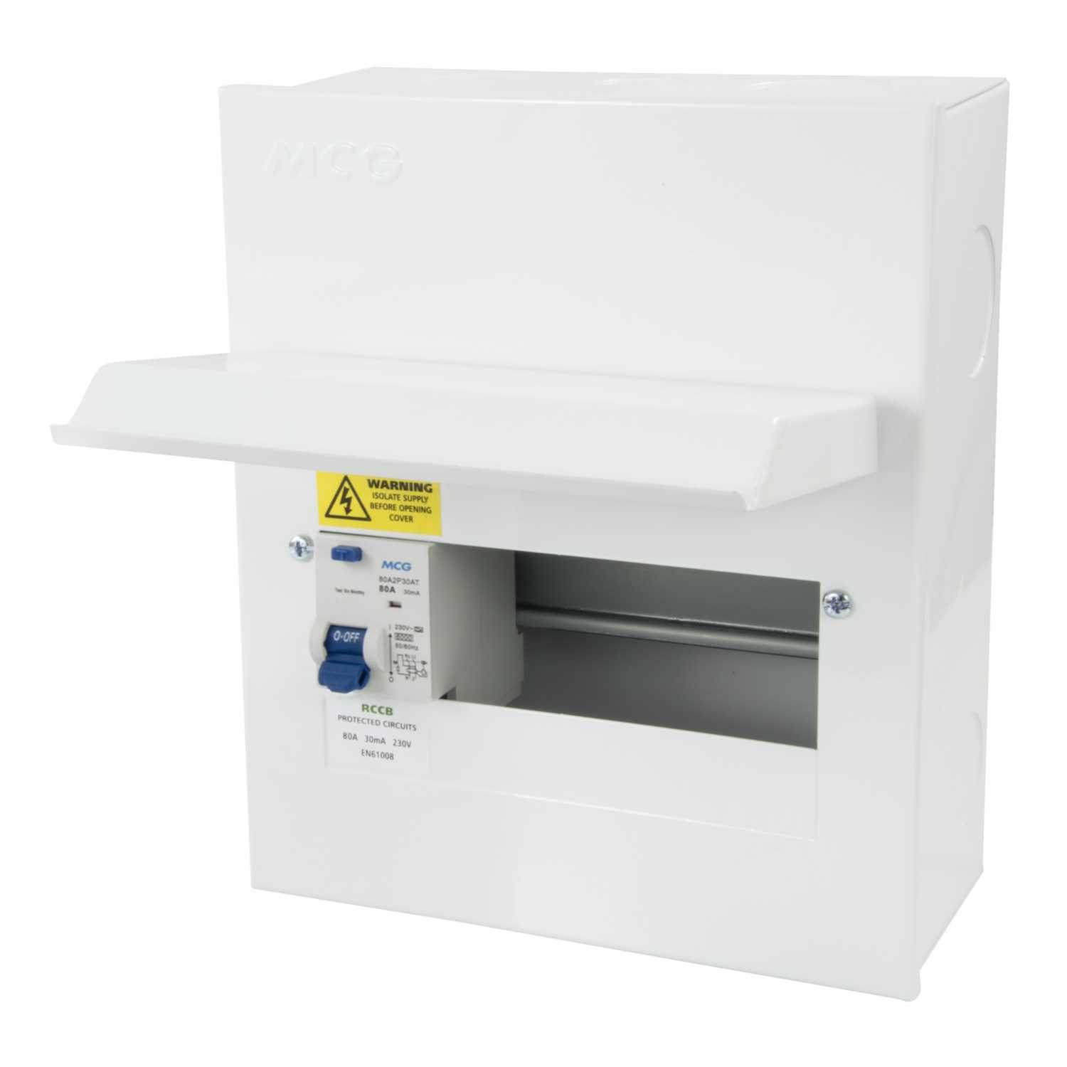 MCG 6 Way 80A 30mA Type A RCD Incomer Metal Clad Consumer Unit (MMSB6R80AT) | CEF