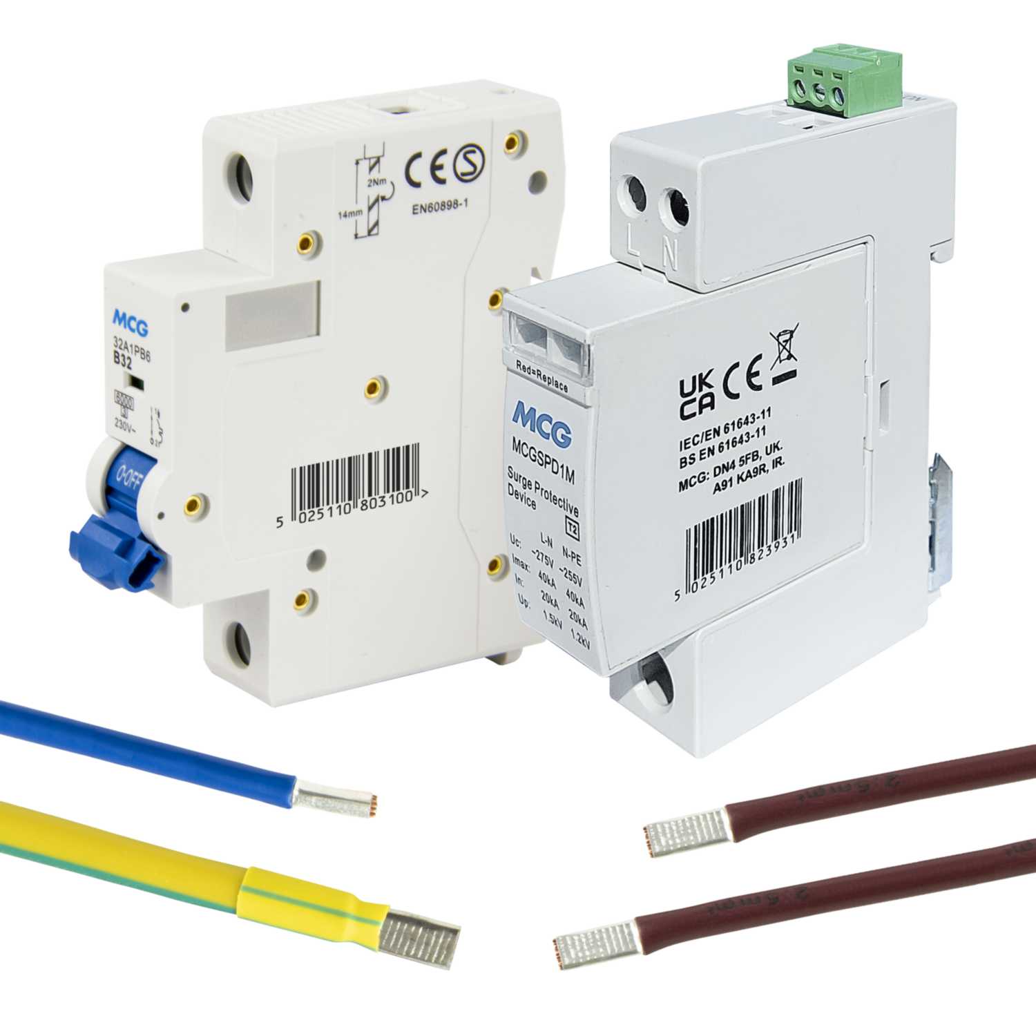 MCG 20kA 2 Module Single Pole and Neutral Type 2 Surge Protection Kit ...