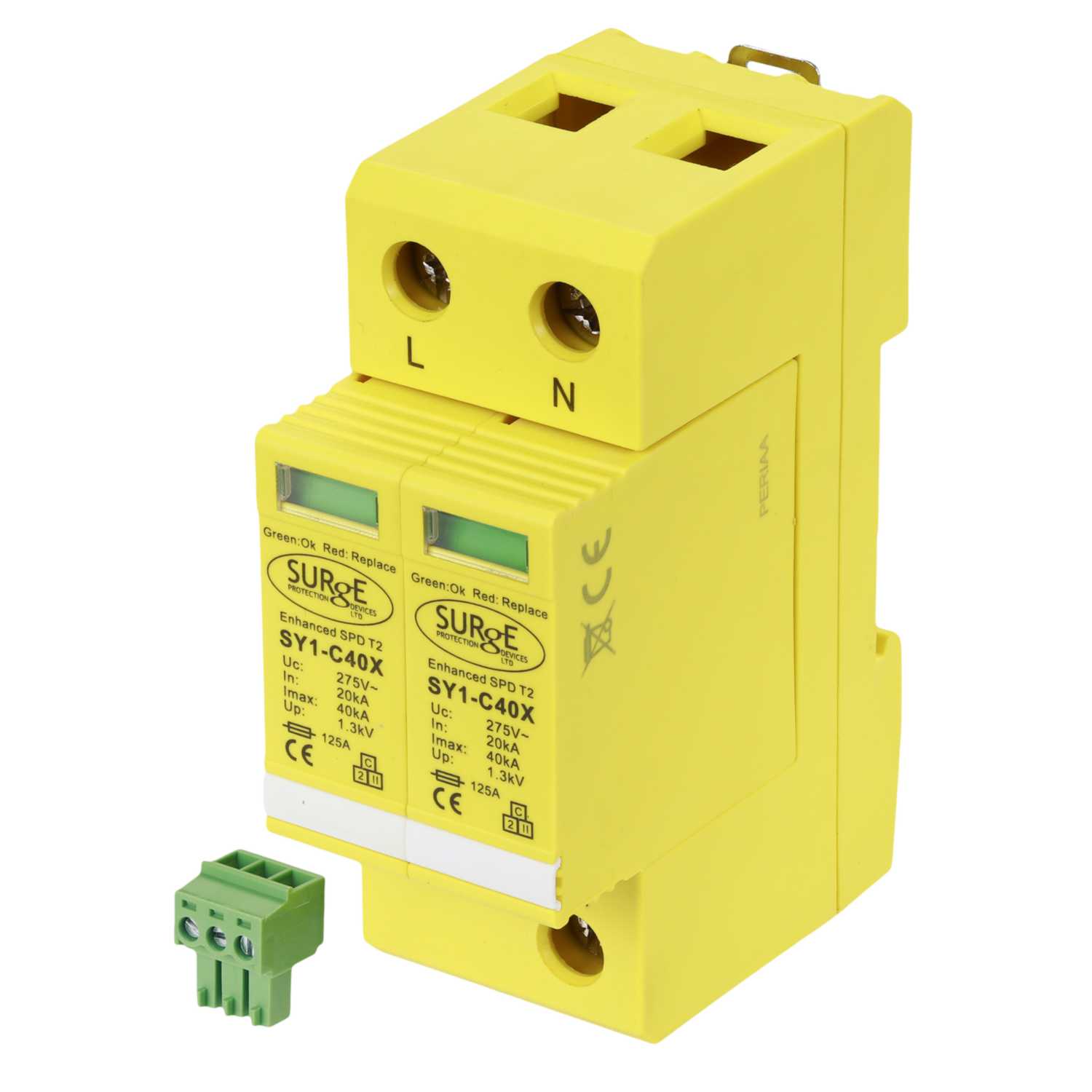 MCG 40kA 2 Module Single Pole and Neutral Type 2+3 Surge Protector (SY1 ...
