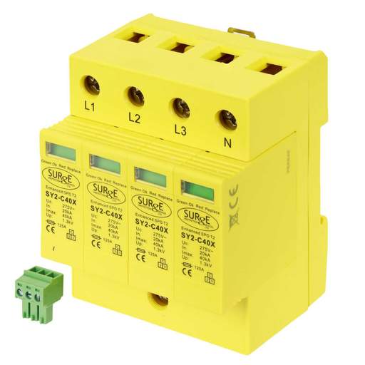 MCG 40kA 4 Module 3 Pole and Neutral Type 2+3 Surge Protector (SY2-C40X ...