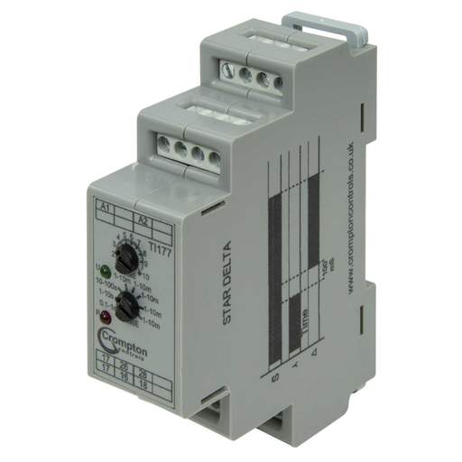 Crompton Star Delta 12 to 250V AC / DC Multi Voltage DIN Rail Timer ...