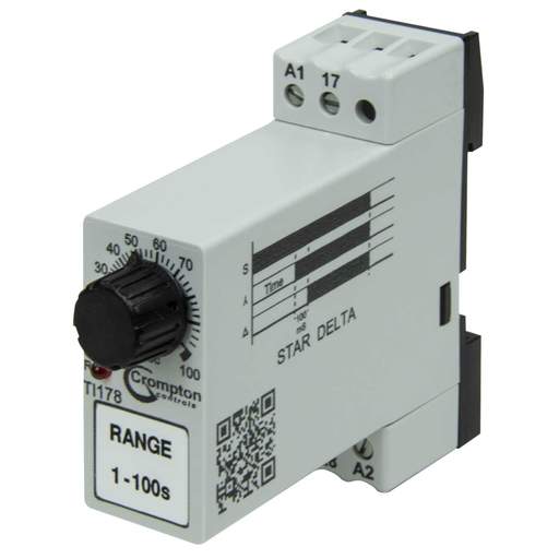 Crompton Star Delta 400V AC / DC Single Voltage DIN Rail Timer (TI178 ...