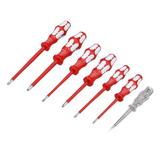 Wera 7 Piece Kraftform Stainless VDE Screwdriver Set (WERA022728) | CEF