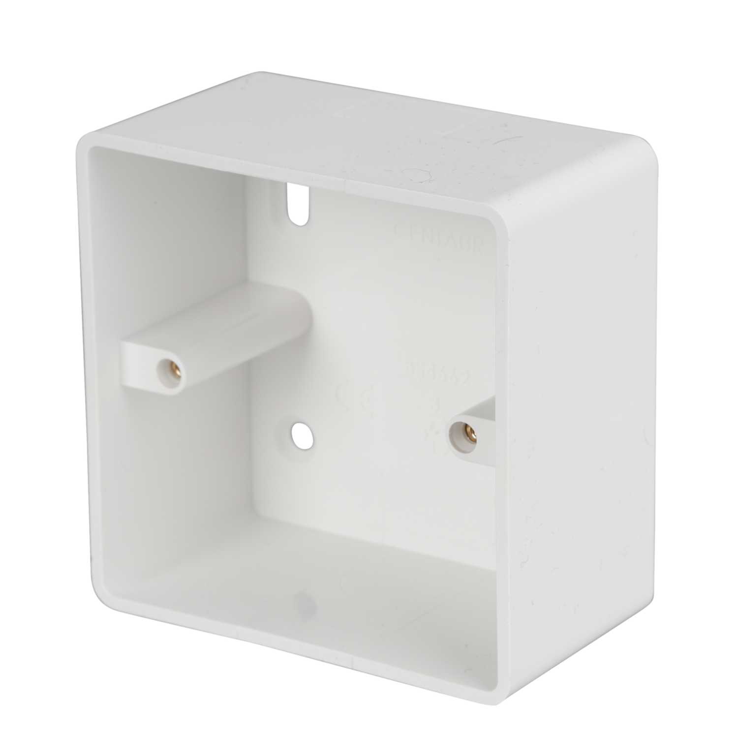 Centaur 1 Gang 47mm PVC Surface Box Round Corners 20mm KO White (SBR ...