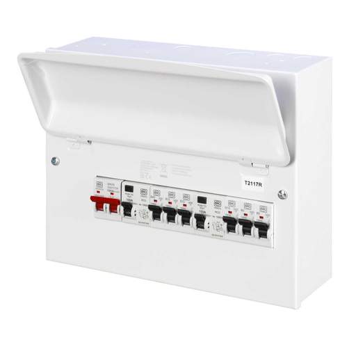 MK Sentry 12 Way Flexible Dual 100A RCD Metal Clad Consumer Unit with 6 x MCBs (Y8664SMET) | CEF