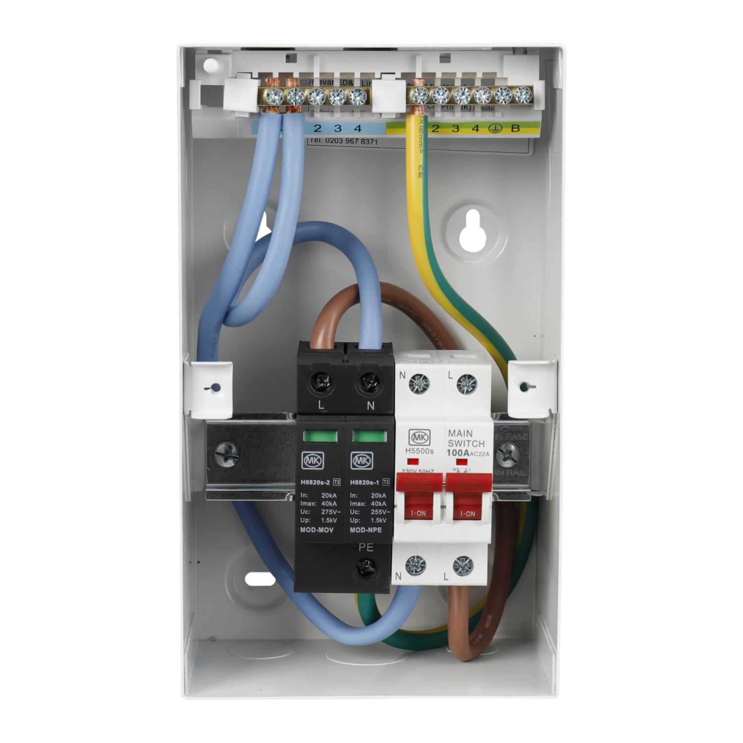 MK Sentry 4 Way 100A Isolator Incomer Metal Clad Consumer Unit with Type 2 SPD (YS5704SMET) | CEF