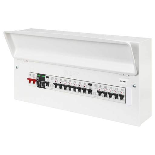 MK Sentry 21 Way Flexible Dual 100A RCD Metal Clad Consumer Unit with SPD and 12 x MCBs ...