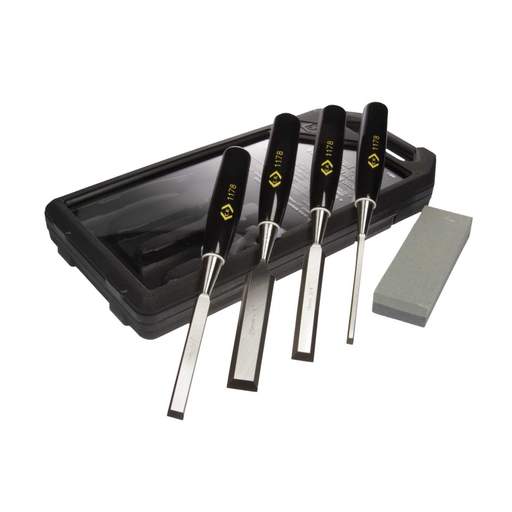 CK Bevelled Edge Wood Chisel Set and Sharpening Stone (T1180) | CEF