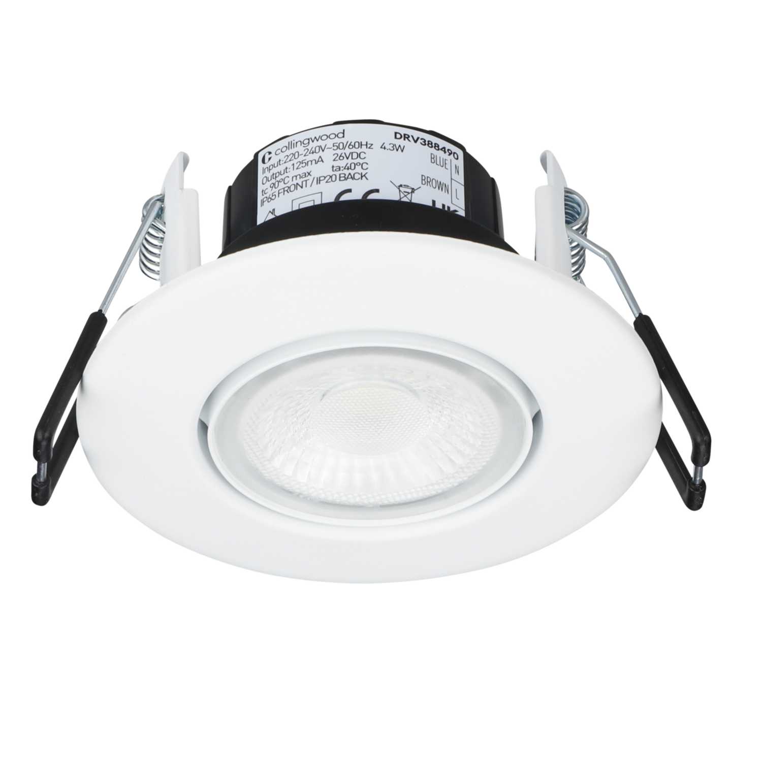 Collingwood H4 Lite 4.3W LED Fire Rated Adjustable Downlight Matt White ...