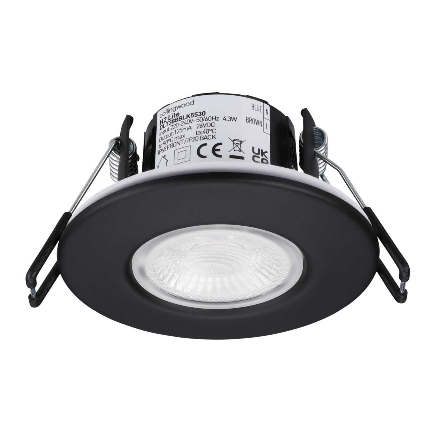 Collingwood H2 Lite 4.3W LED Fire Rated Dimmable Downlight Matt Black ...