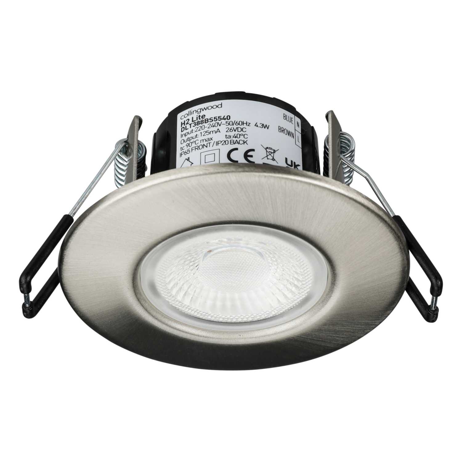 Collingwood H2 Lite 4.3W LED Fire Rated Dimmable Downlight Brushed ...