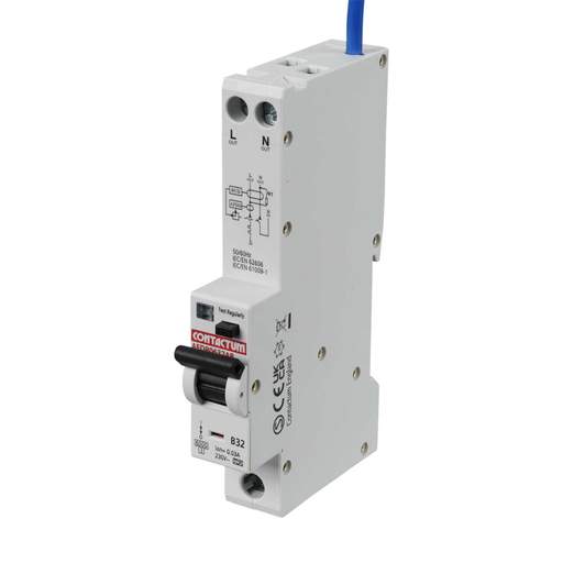 Contactum 32A 1P+N 1 Module B Curve 6kA 30mA Type A AFDD Combined RCBO (AFDR0632AB) | CEF