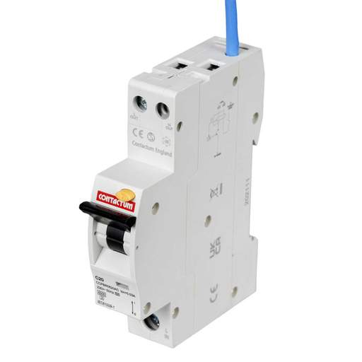 Contactum 20A Single Pole 1 Module C Curve 6kA 30mA Type A RCBO (CCPBR0620AC) | CEF
