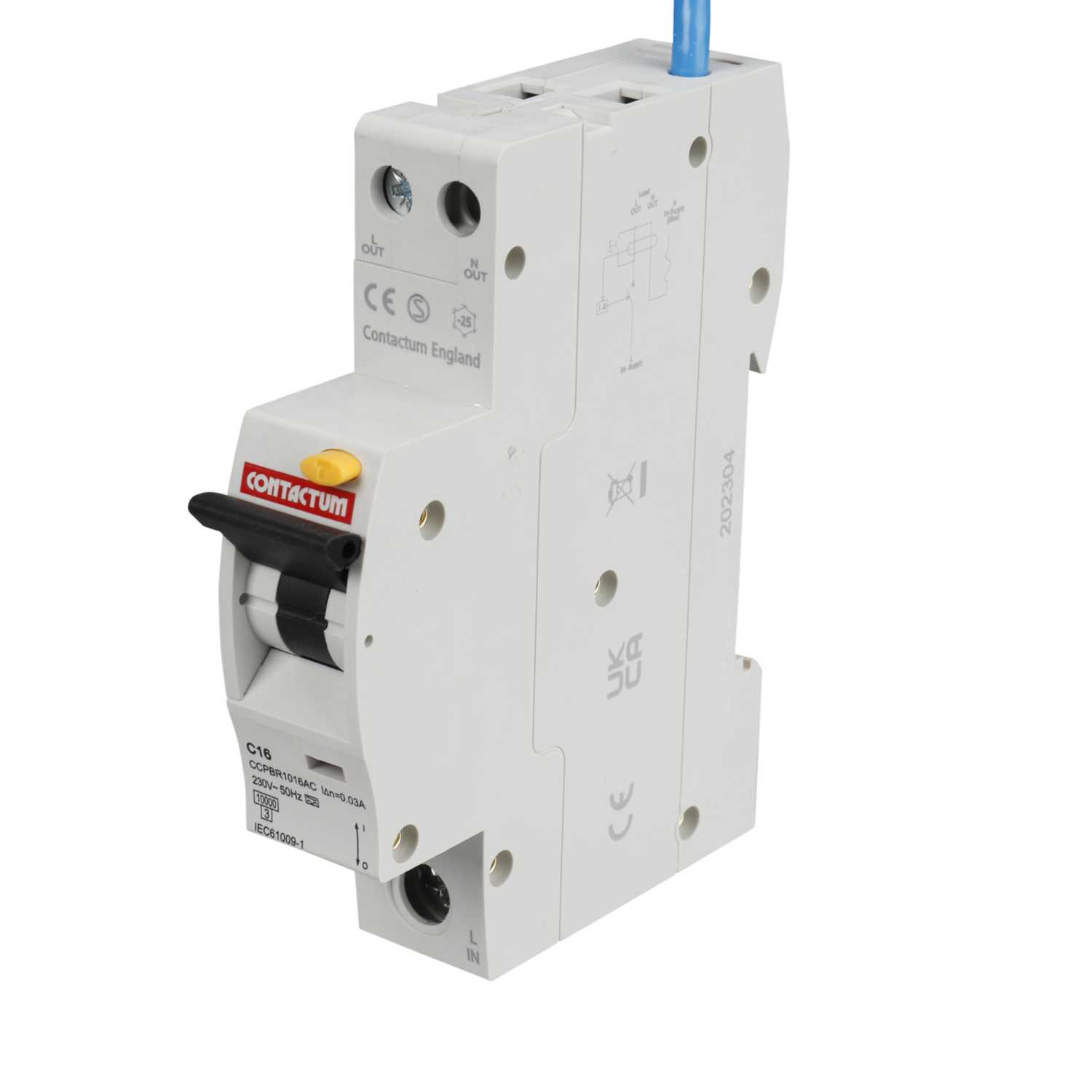 Contactum 16A Single Pole 1 Module C Curve 10kA 30mA Type A RCBO (CCPBR1016AC) | CEF