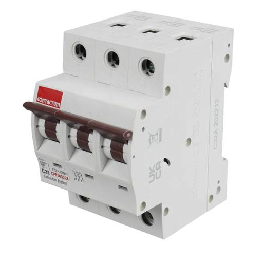 Contactum 32A Triple Pole 10kA C Curve MCB (CPB1032C3) | CEF