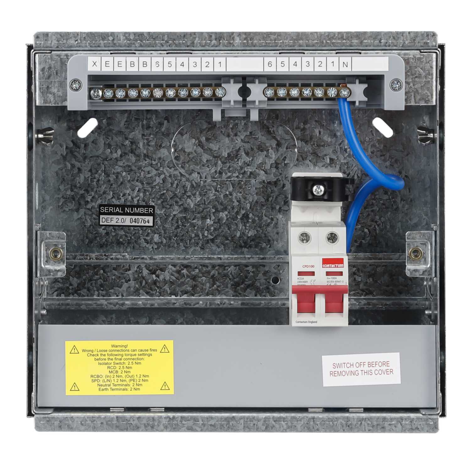 Contactum 6 Way 80A Isolator Incomer Flush Metal Clad Consumer Unit ...