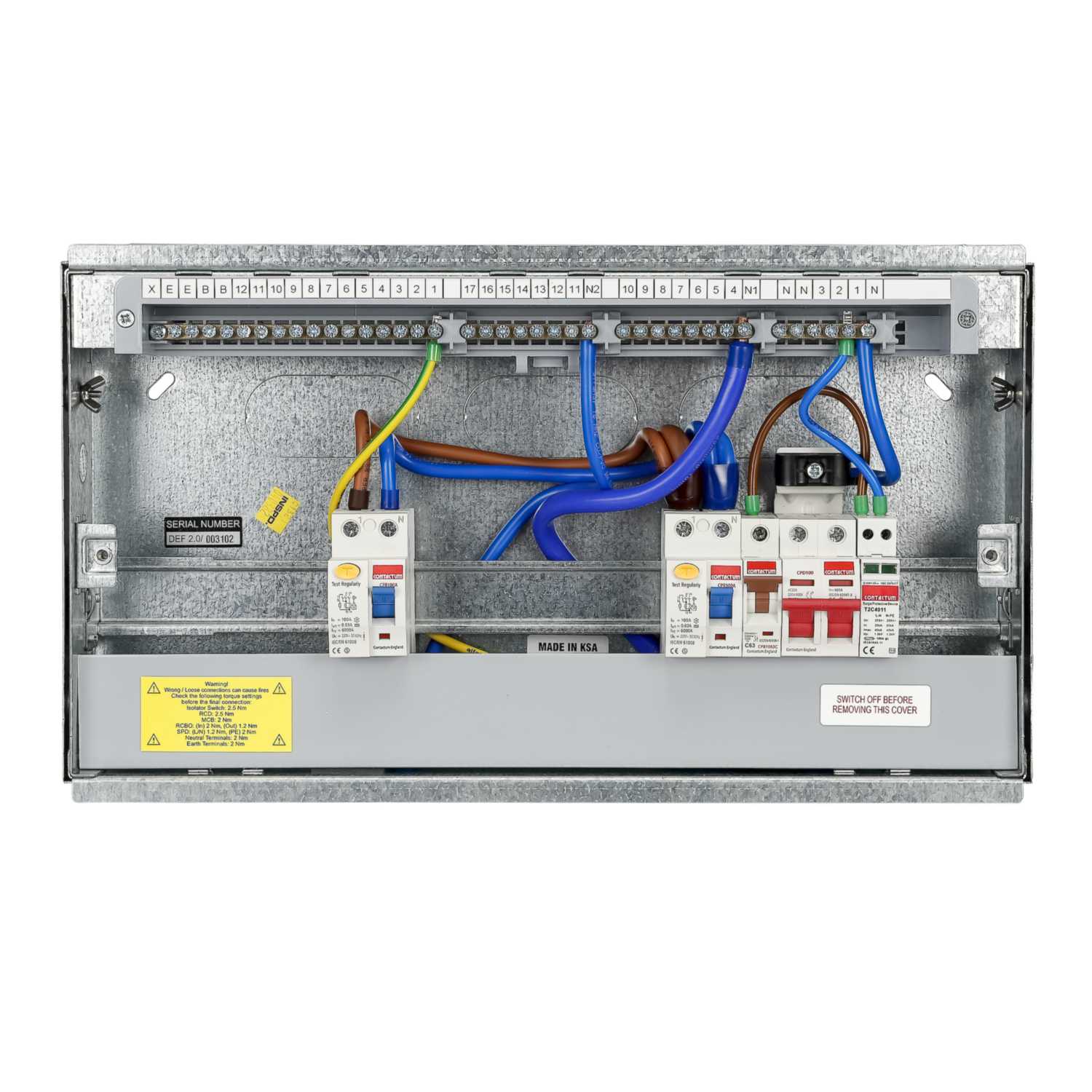 Contactum 10 Way Dual 80A Type A RCD Flush Metal Clad Consumer Unit ...