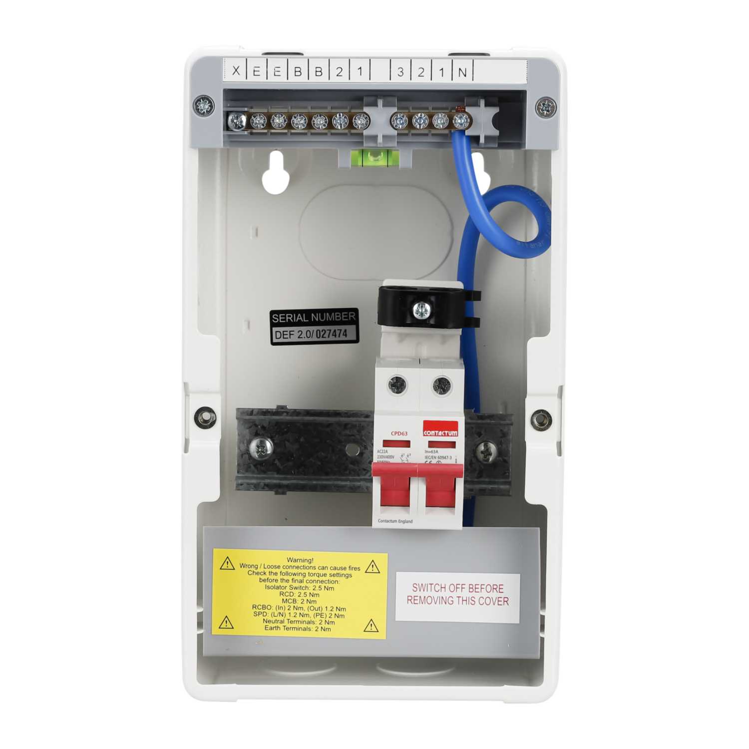 Contactum 2 Way 63A Isolator Incomer Metal Clad Consumer Unit (SDD026MS ...
