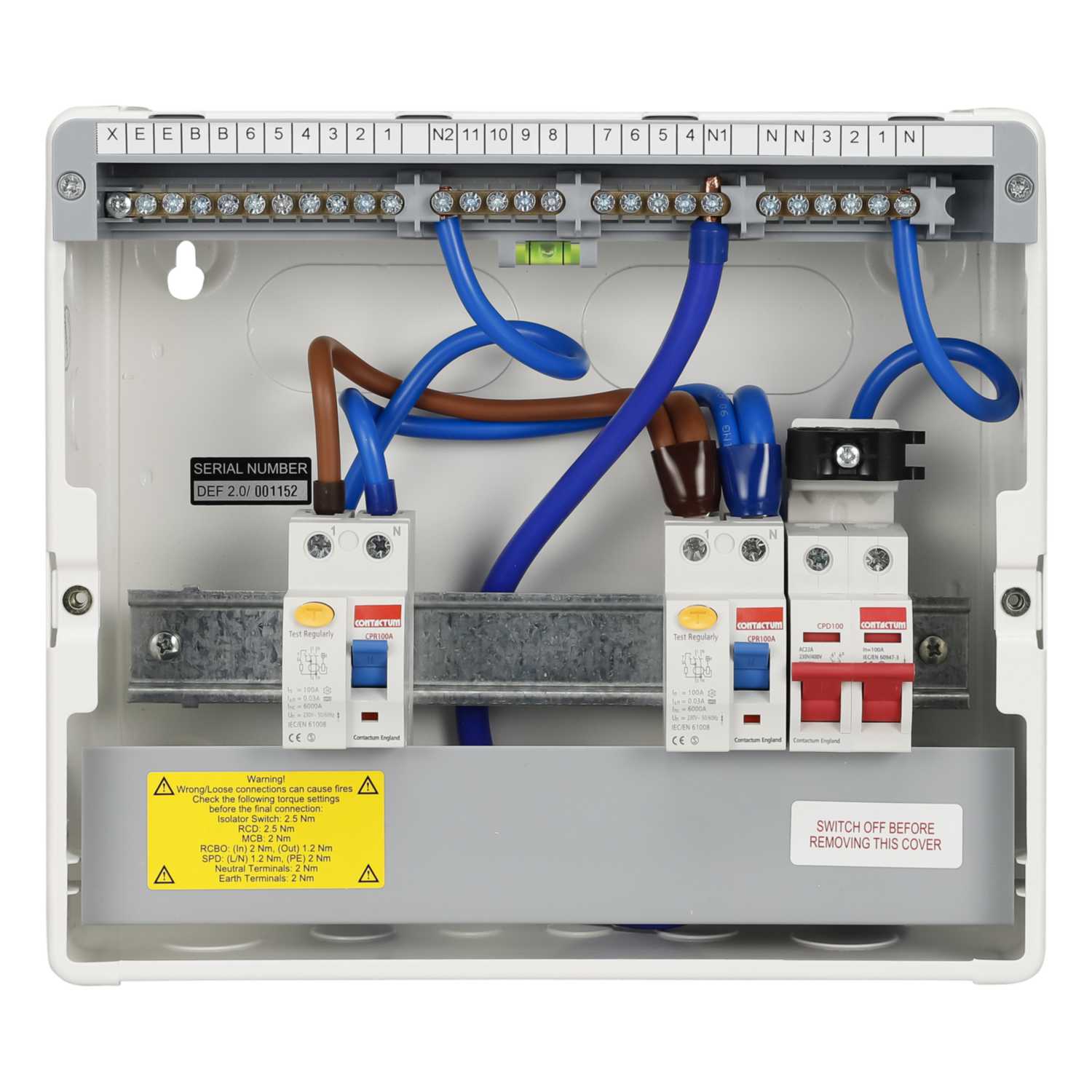 Contactum 6 Way Dual 100A Type A RCD High Integrity Metal Clad Consumer Unit (SDDS06111AMS) | CEF