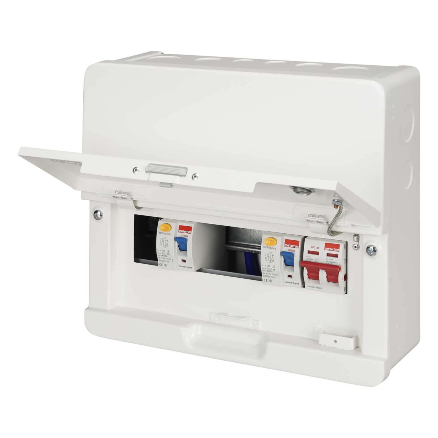 Contactum 6 Way Dual 63A Type A RCD High Integrity Metal Clad Consumer Unit (SDDS06166AMS) | CEF