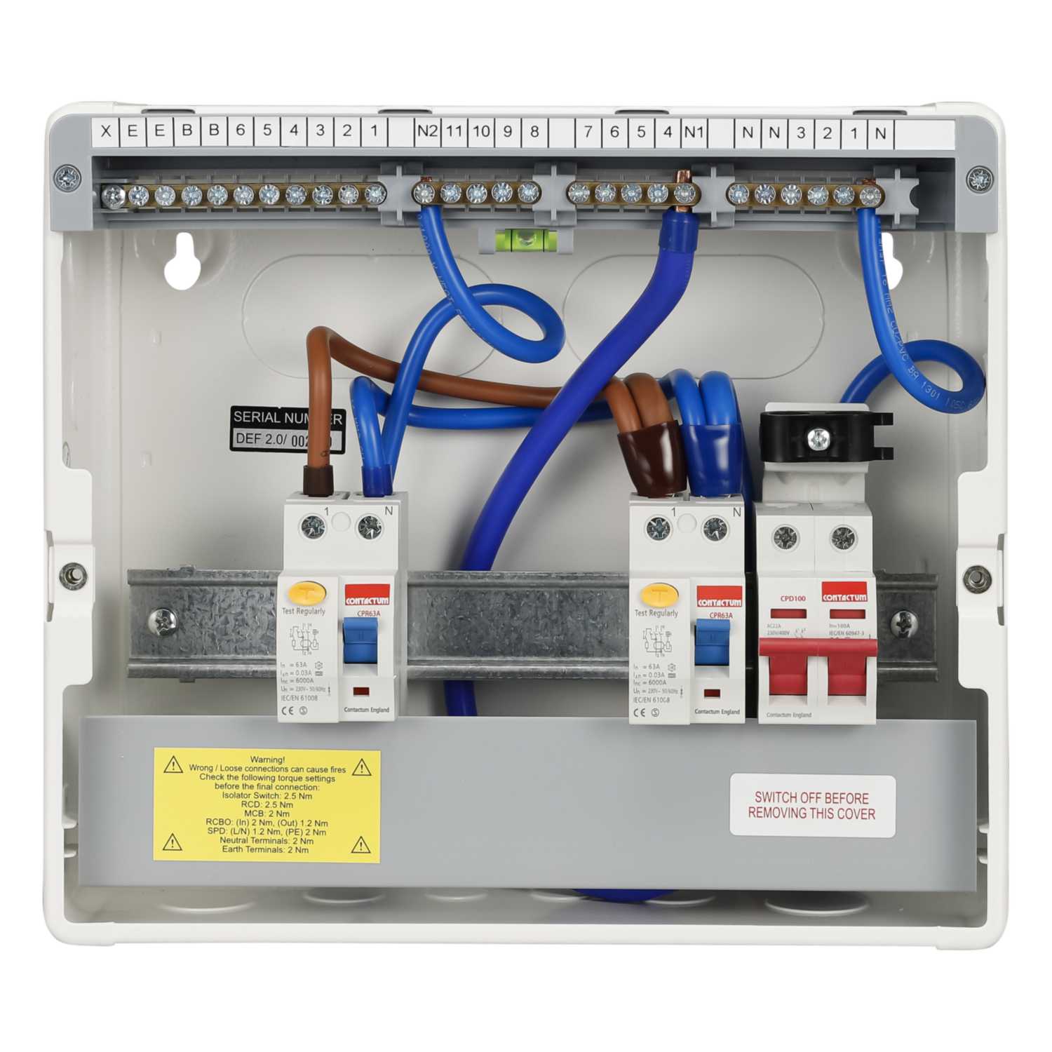 Contactum 6 Way Dual 63A Type A RCD High Integrity Metal Clad Consumer Unit (SDDS06166AMS) | CEF