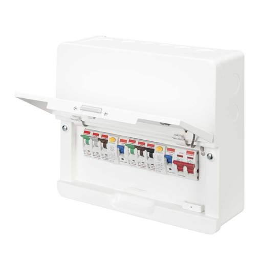 Contactum 6 Way Dual 63A Type A RCD High Integrity Metal Clad Consumer Unit with 6 x MCBs ...