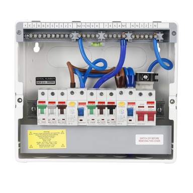 Contactum 6 Way Dual 63A Type A RCD High Integrity Metal Clad Consumer Unit with 6 x MCBs ...