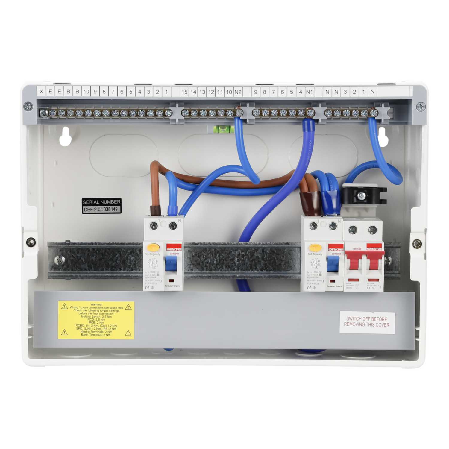 Contactum 10 Way Dual 100A Type A RCD High Integrity Metal Clad Consumer Unit (SDDS10111AMS) | CEF