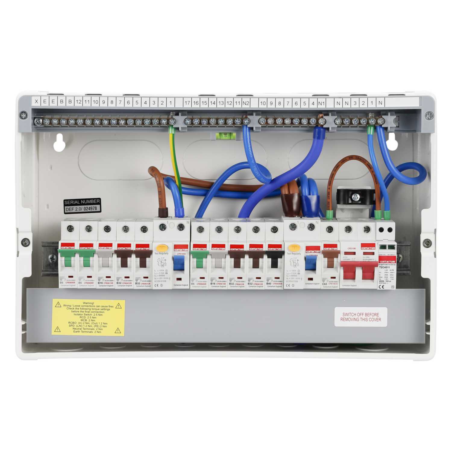 Contactum 10 Way Dual 100A RCD Flexible Metal Clad Consumer Unit with ...