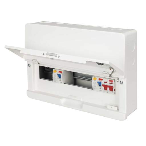 Contactum 10 Way Dual 63A Type A RCD High Integrity Metal Clad Consumer Unit (SDDS10166AMS) | CEF