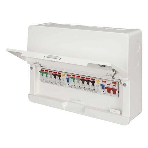 Contactum 10 Way Dual 63A RCD High Integrity Metal Clad Consumer Unit with 10 x MCBs ...