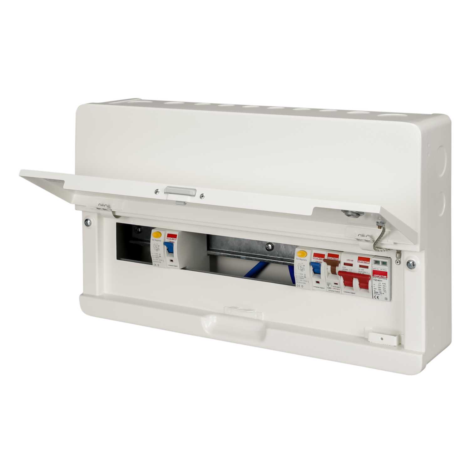 Contactum 12 Way Dual 100A RCD High Integrity Metal Clad Consumer Unit with Type 2 SPD ...