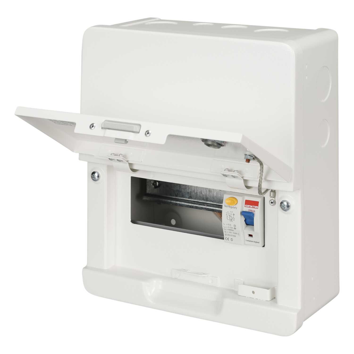 Contactum 6 Way 63A 30mA Type A RCD Incomer Metal Clad Consumer Unit (SDR066AMS) | CEF