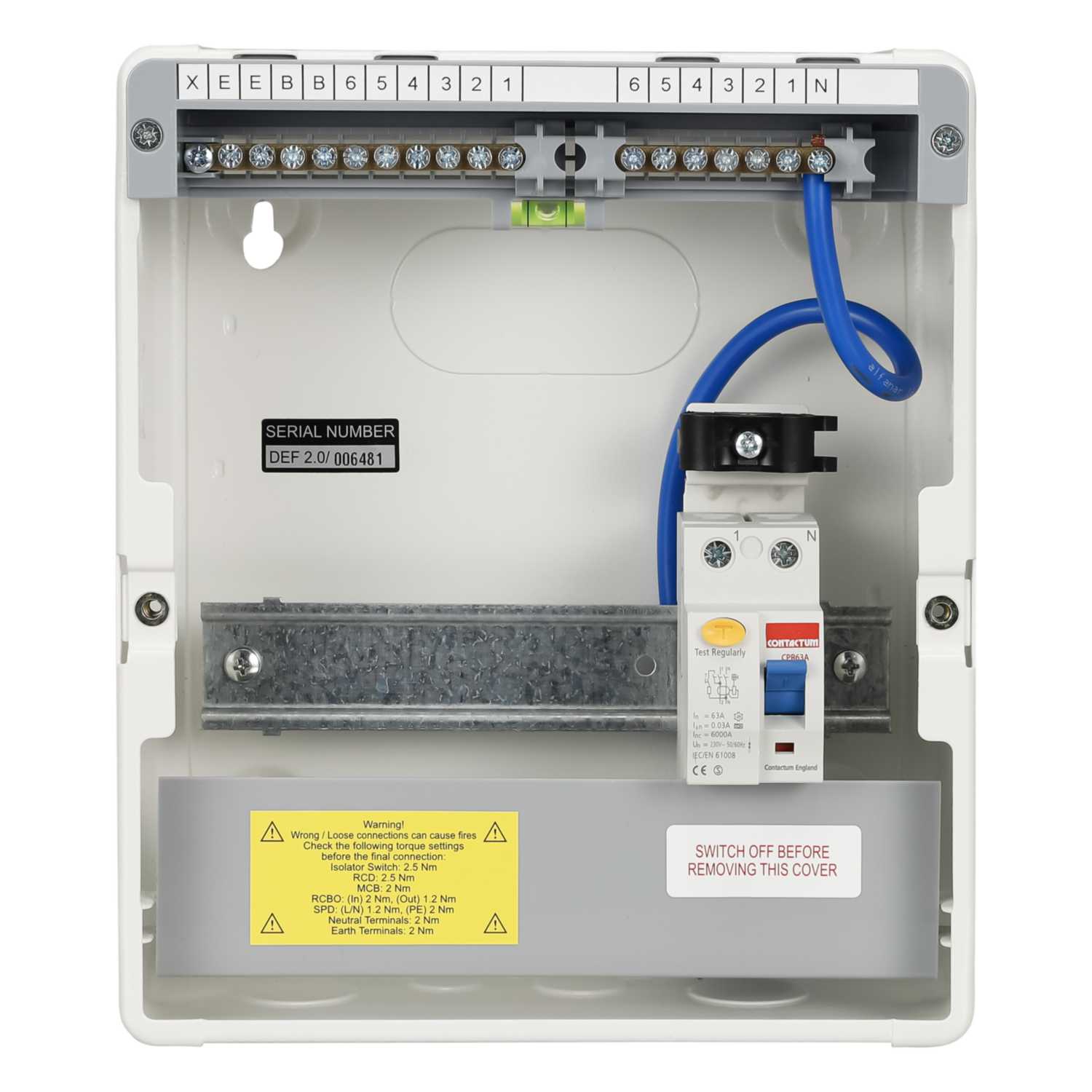 Contactum 6 Way 63A 30mA Type A RCD Incomer Metal Clad Consumer Unit (SDR066AMS) | CEF