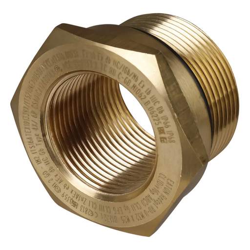 Crouse-Hinds M32 Male x M25 Female EXD / EXE Brass Reducer (Sold in 1's ...