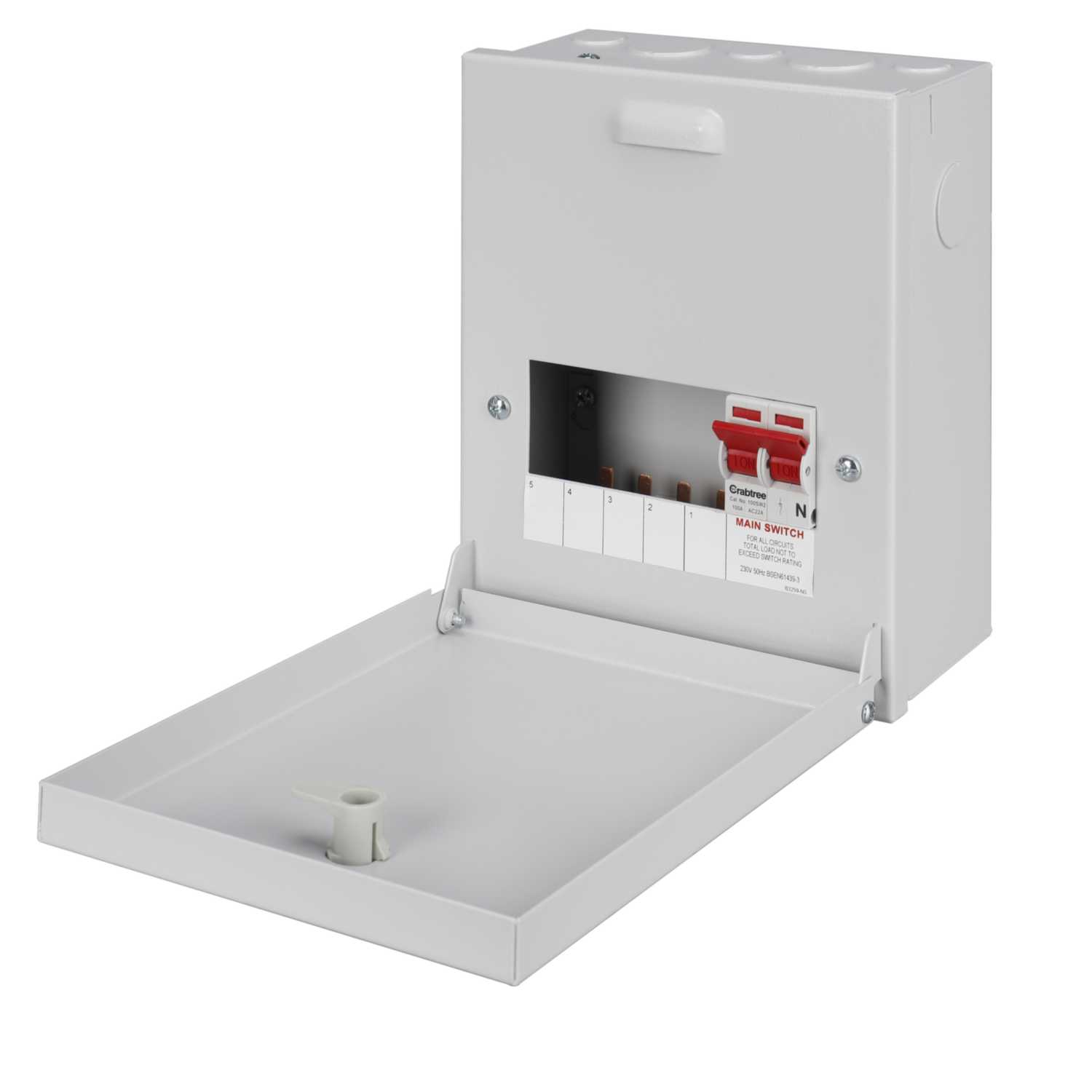 Crabtree Loadstar 5 Way 100A SP+N Type A Metalclad Distribution Board ...