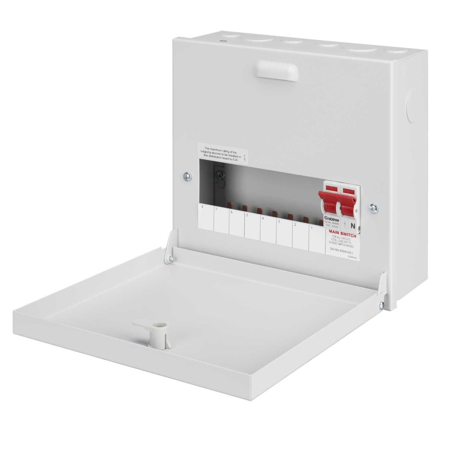 Crabtree Loadstar 8 Way 100A SP+N Type A Metalclad Distribution Board ...