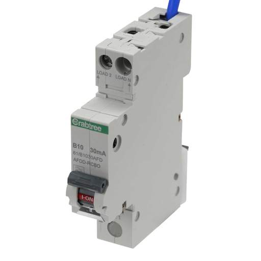 Crabtree 10A 1P+N 1 Module B Curve 6kA 30mA Type A AFDD Combined RCBO (61/B1030AFD) | CEF