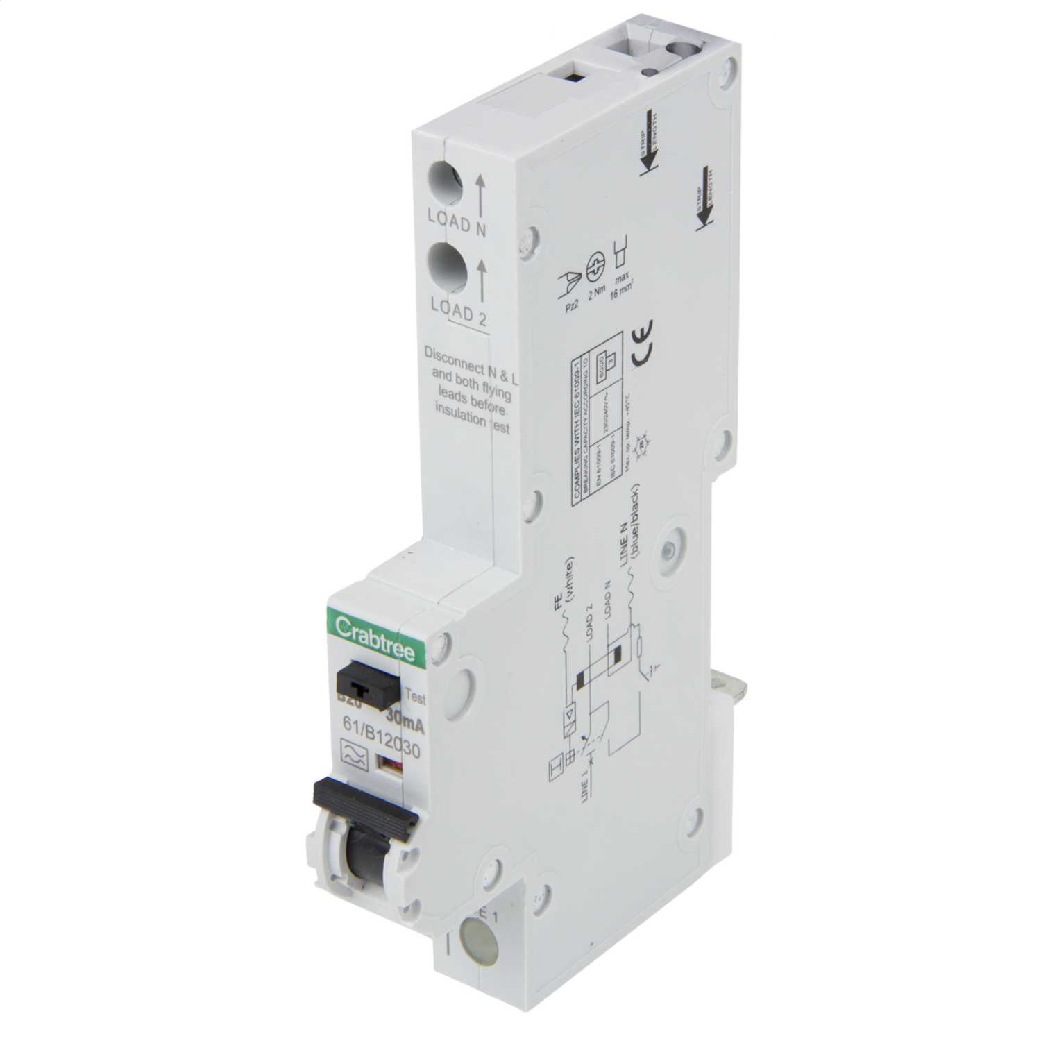 Crabtree Starbreaker 20A Single Pole 1 Module B Curve 6kA 30mA Type A RCBO (61/B12030) | CEF