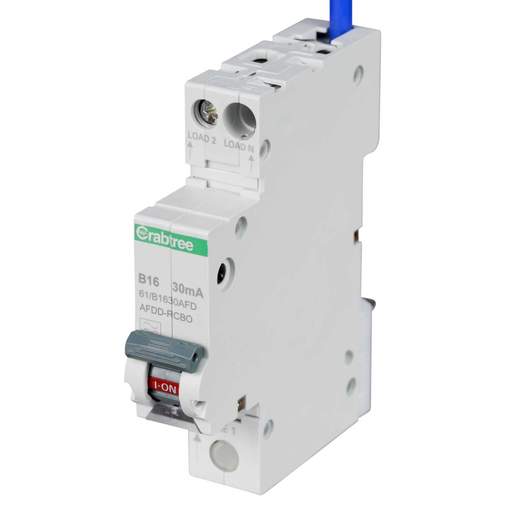 Crabtree 16A 1P+N 1 Module B Curve 6kA 30mA Type A AFDD Combined RCBO (61/B1630AFD) | CEF