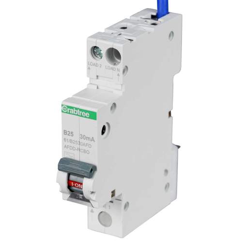 Crabtree 25A 1P+N 1 Module B Curve 6kA 30mA Type A AFDD Combined RCBO (61/B2530AFD) | CEF